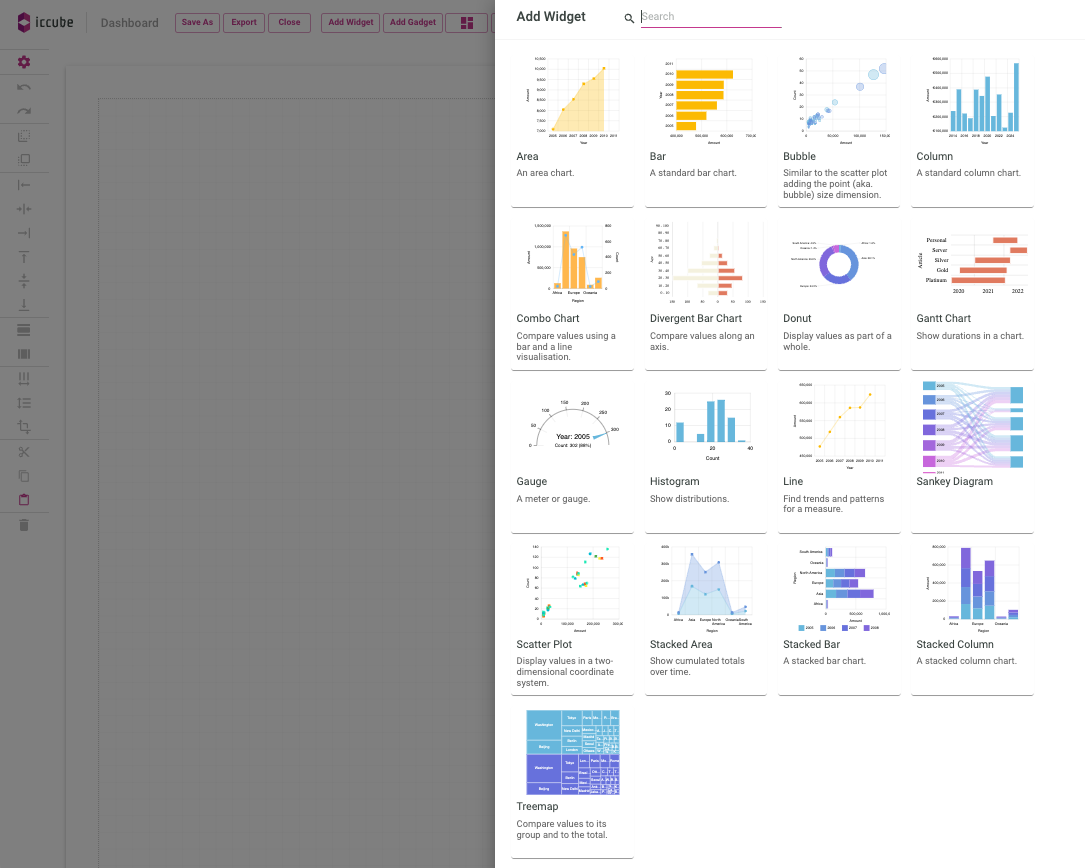 icCube v8 release - New dashboard module (React, Redux, MUI)